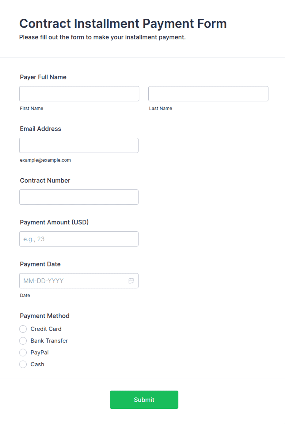 Contract Installment Payment Form Template | Jotform