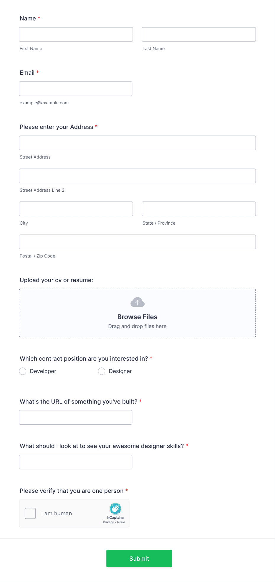 Contractor Application Form Template | Jotform
