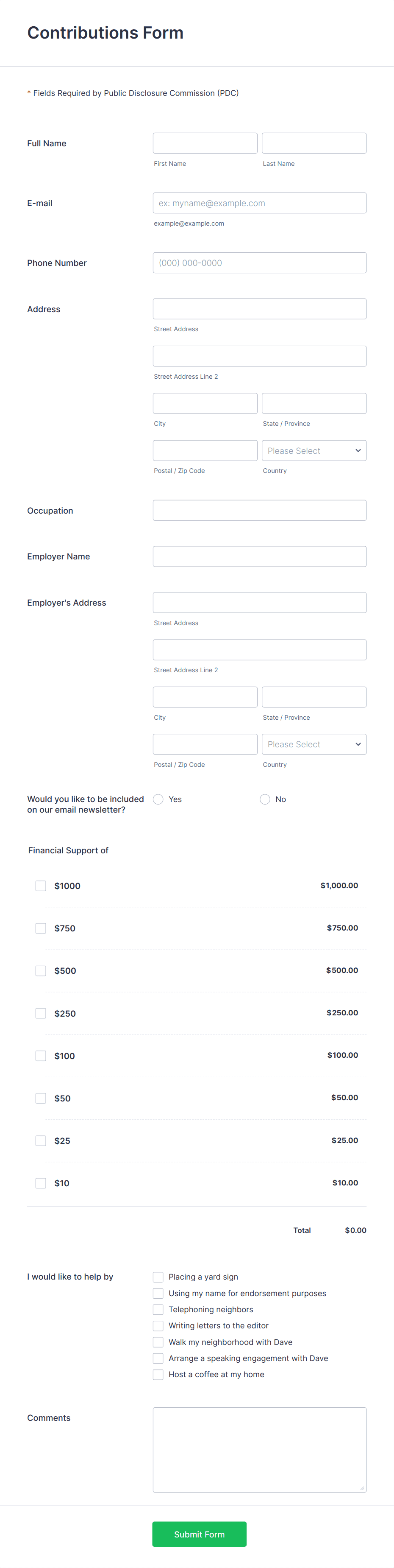 Contribution Form Template | Jotform