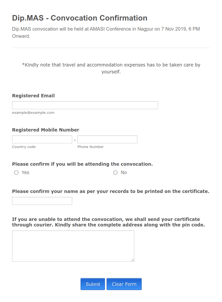 Convocation Attendance Confirmation Form Template | Jotform