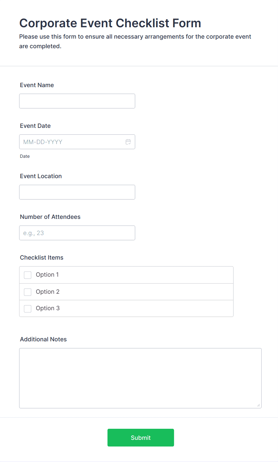 Corporate Event Checklist Form Template | Jotform