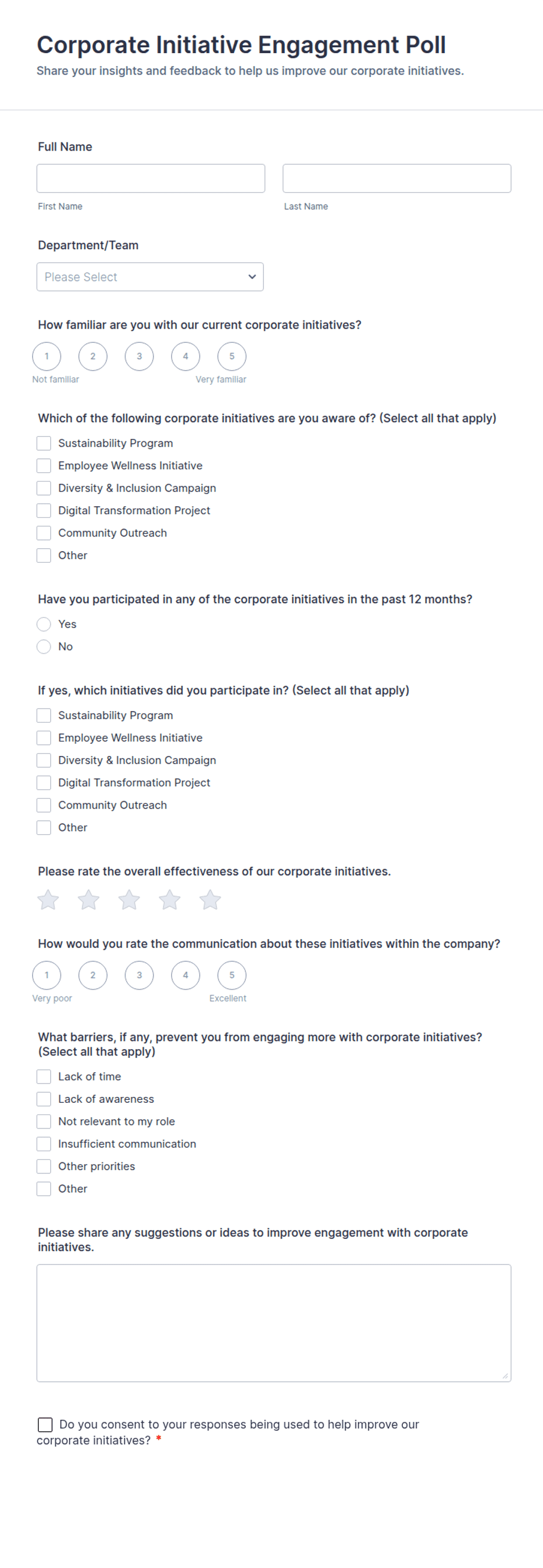 Corporate Initiative Engagement Poll Form Template | Jotform