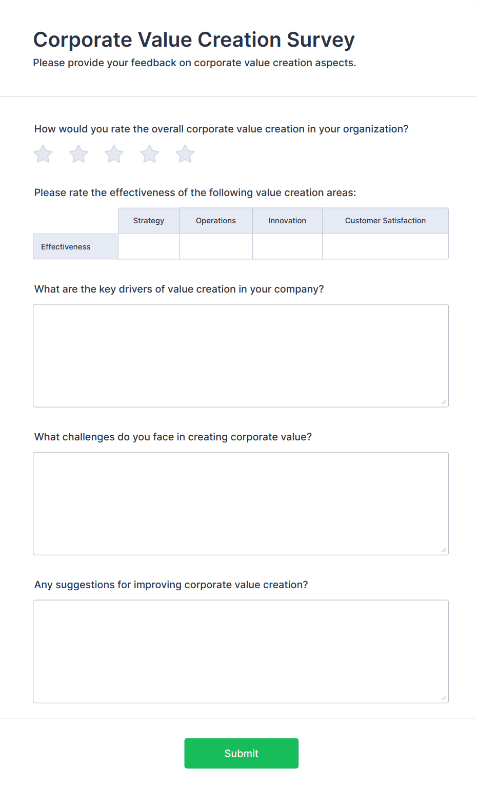Corporate Value Creation Survey Form Template | Jotform