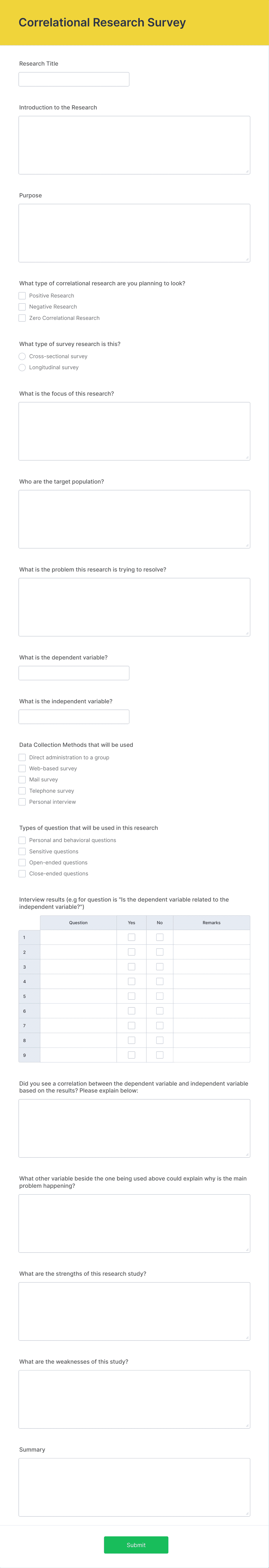 Correlational Research Survey Template Form Template | Jotform