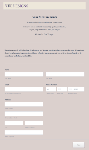 Dress Measurements Form Template | Jotform