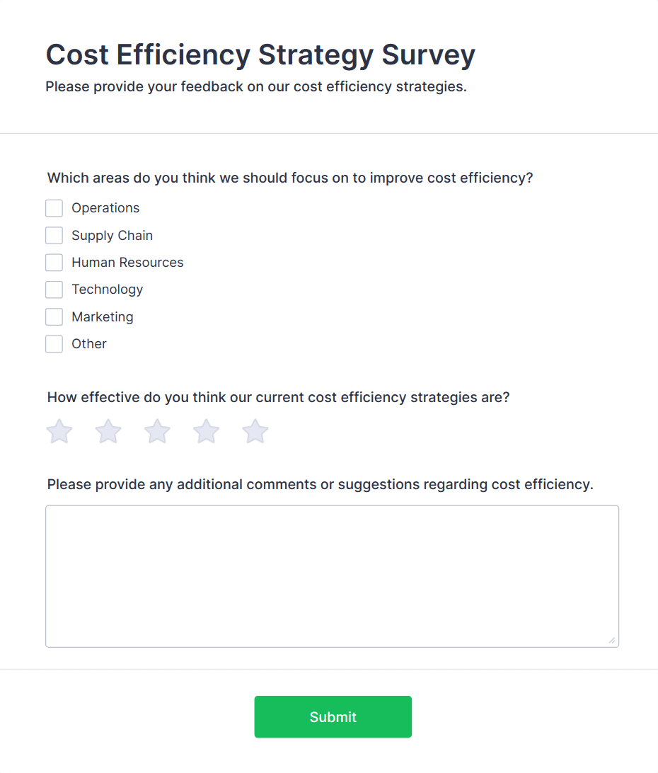 Cost Efficiency Strategy Survey Form Template | Jotform
