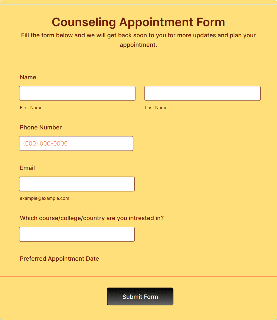 Counseling Appointment Form Template | Jotform