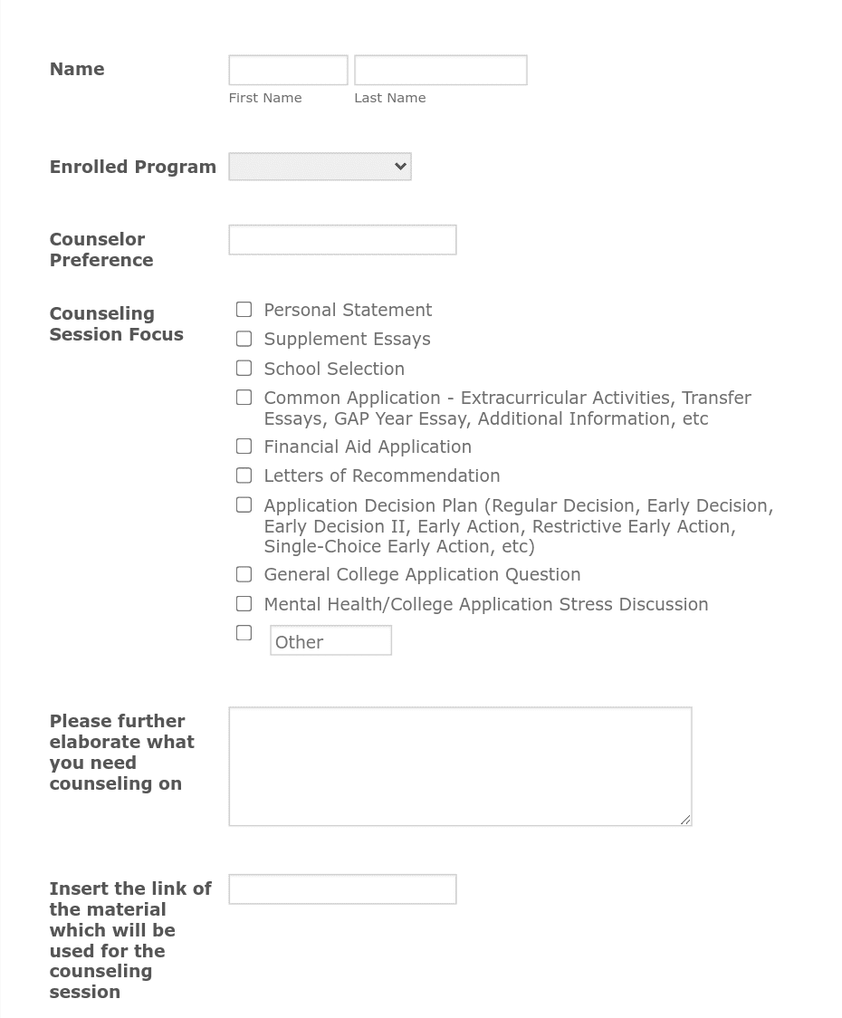 Tomko Counseling Form Template | Jotform