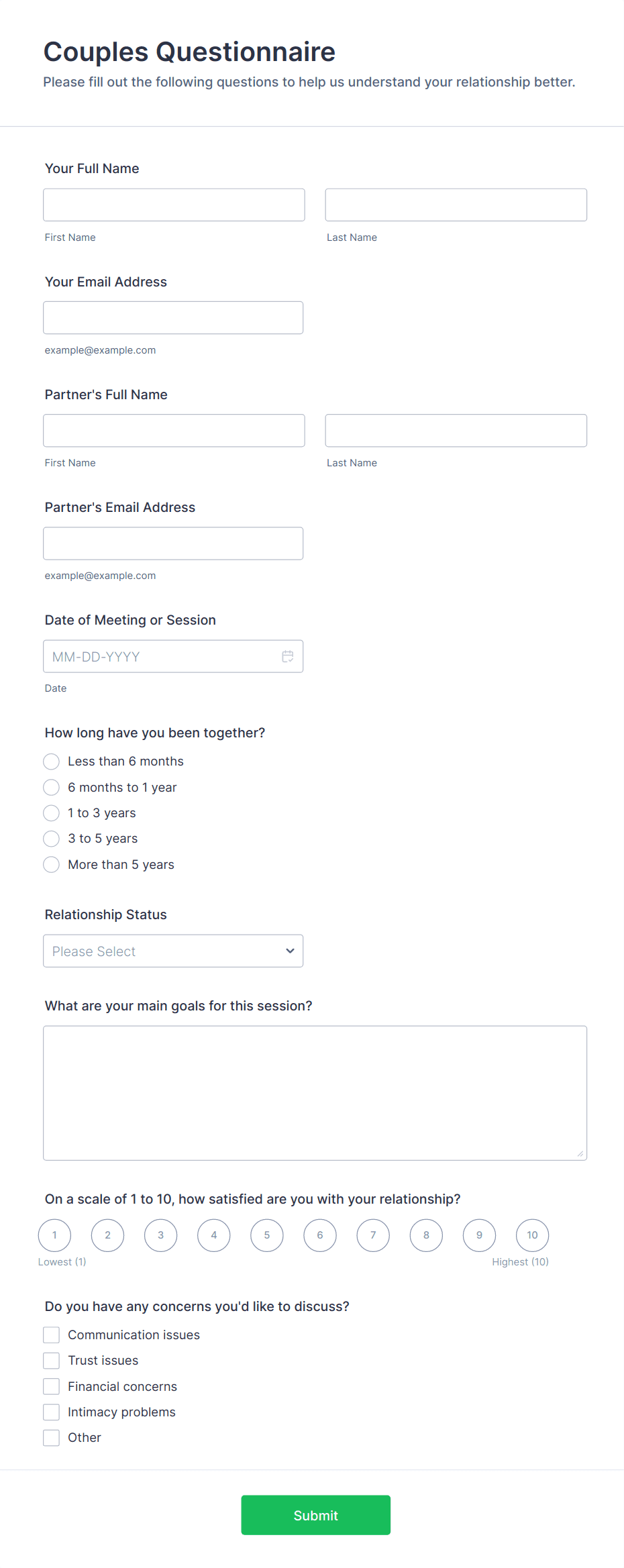Couples Questionnaire Form Template | Jotform