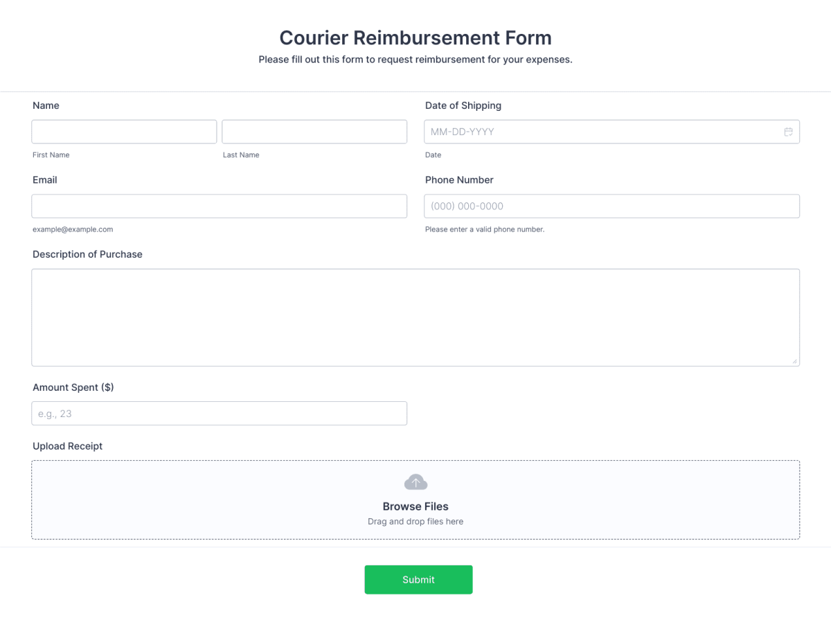 Courier Reimbursement Form Template | Jotform