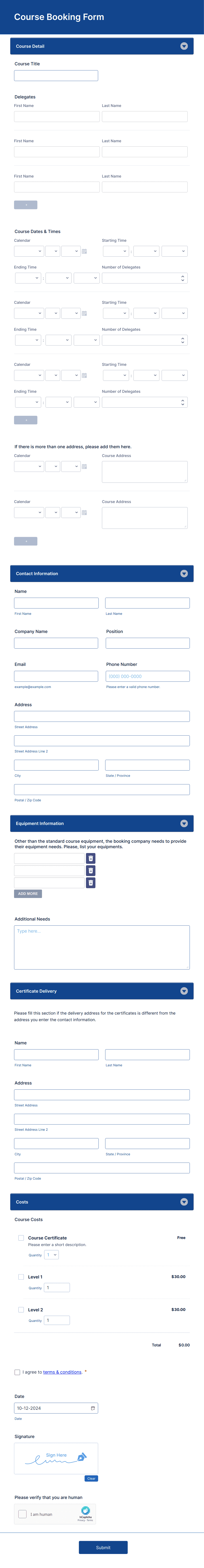 Course Booking Form Template | Jotform