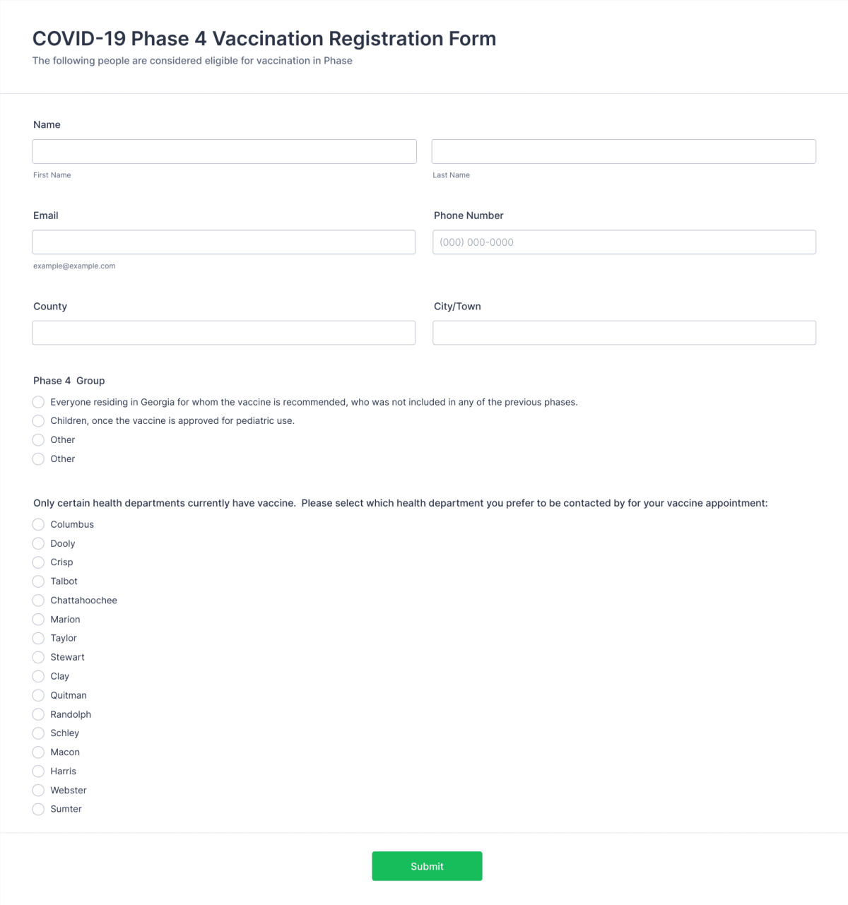 COVID-19 Phase 4 Vaccination Registration Form Template | Jotform