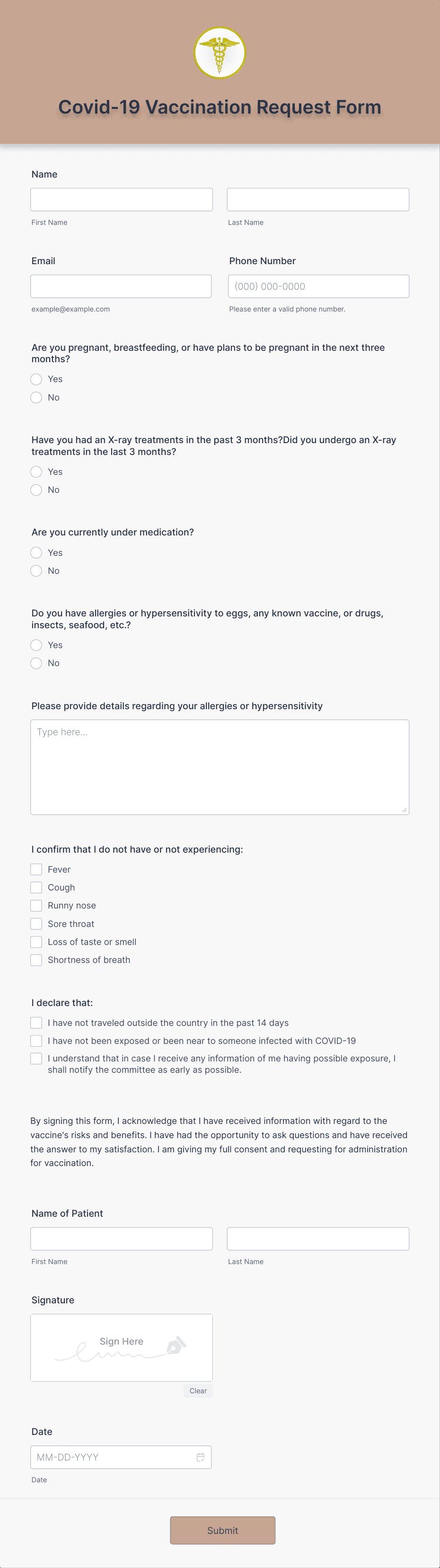 Covid-19 Vaccination Request Form Template | Jotform