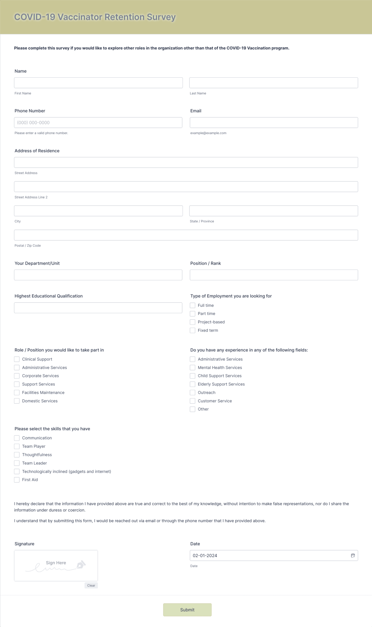 COVID-19 Vaccinator Retention Survey Form Template | Jotform