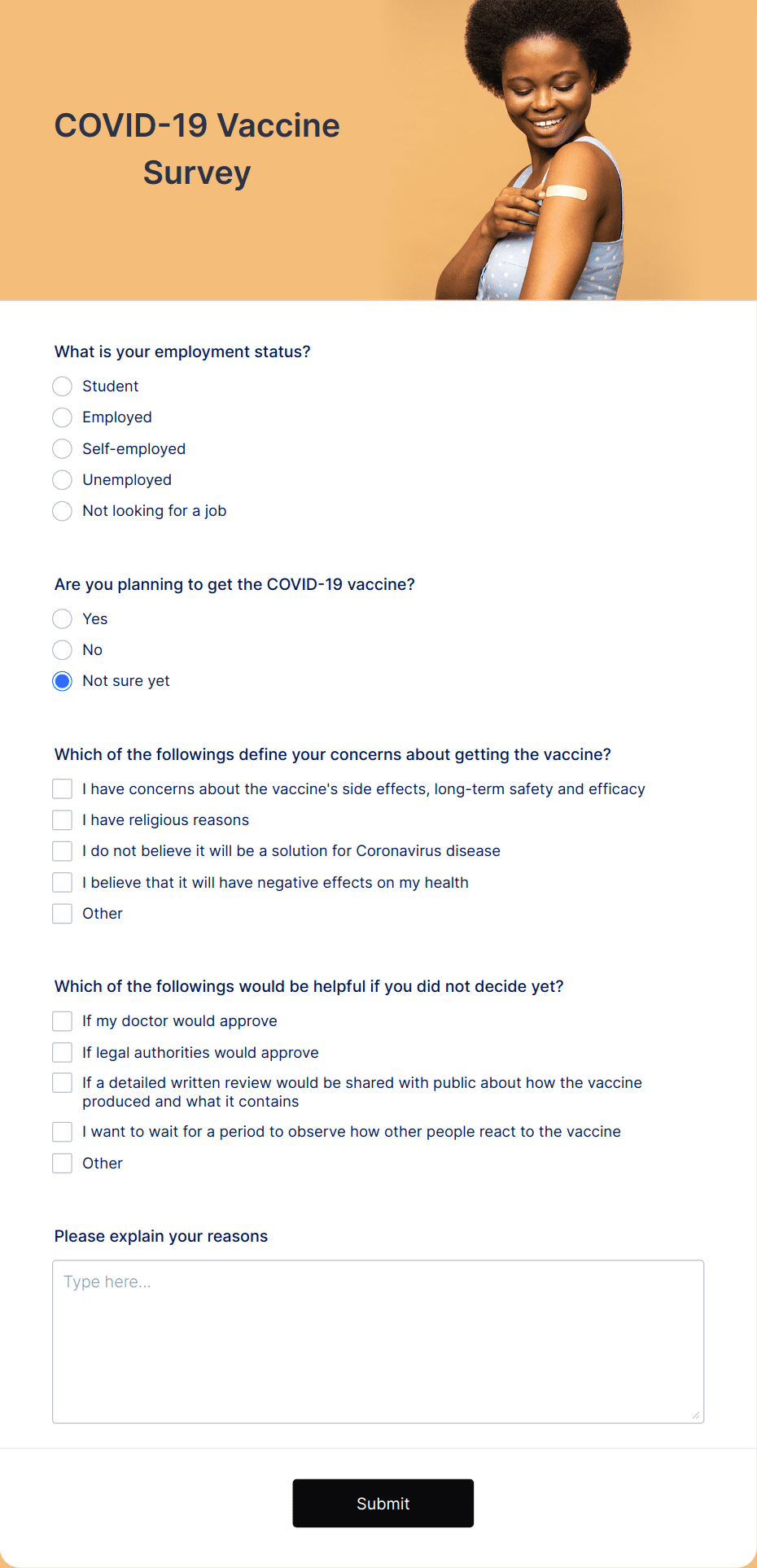 COVID-19 Vaccine Survey Form Template | Jotform