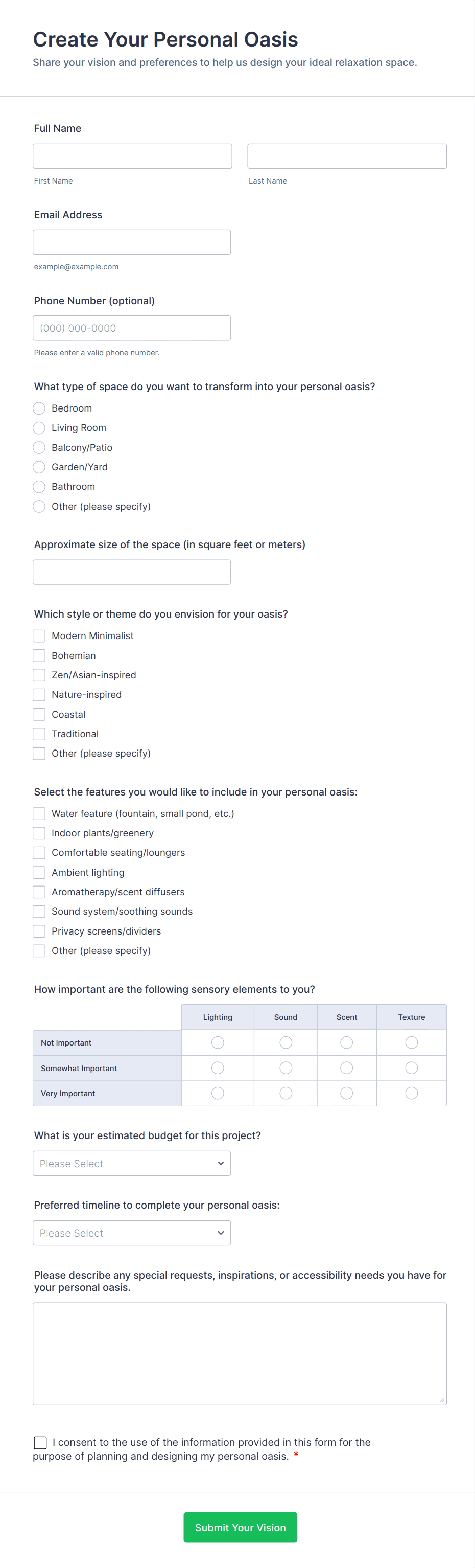 Create Your Personal Oasis Form Template | Jotform