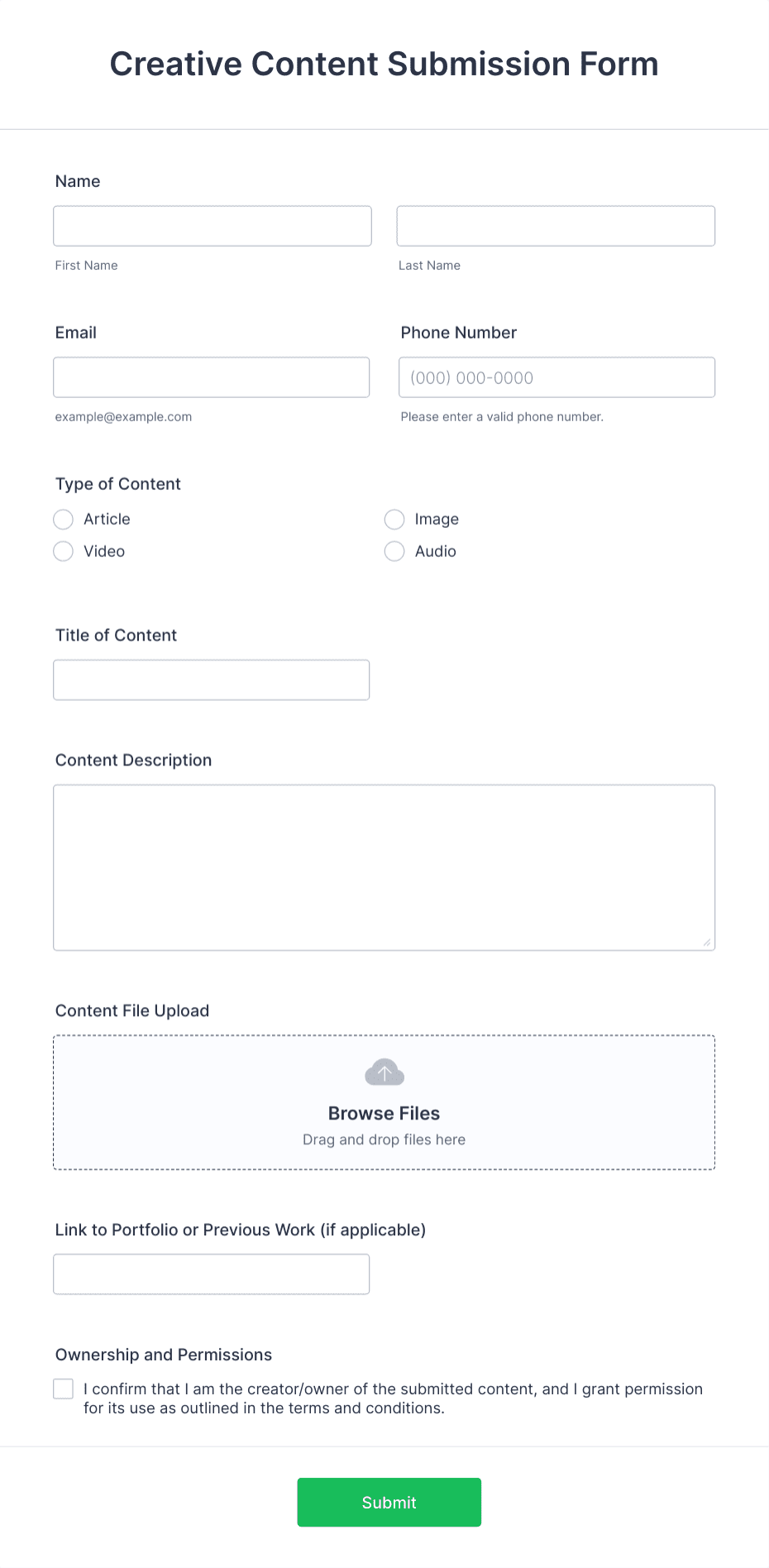 Creative Content Submission Form Template | Jotform