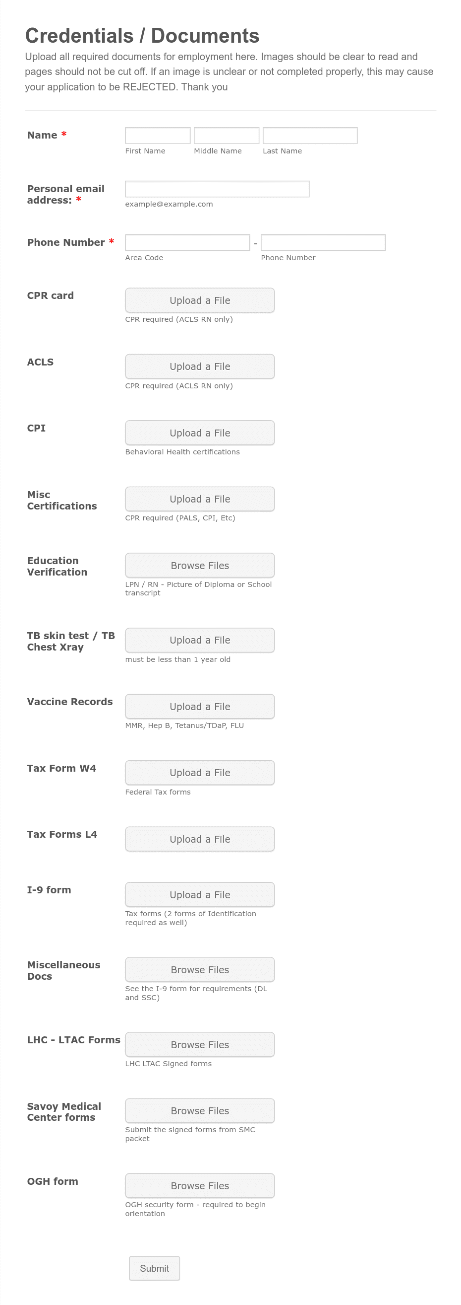 credentials Form Template | Jotform