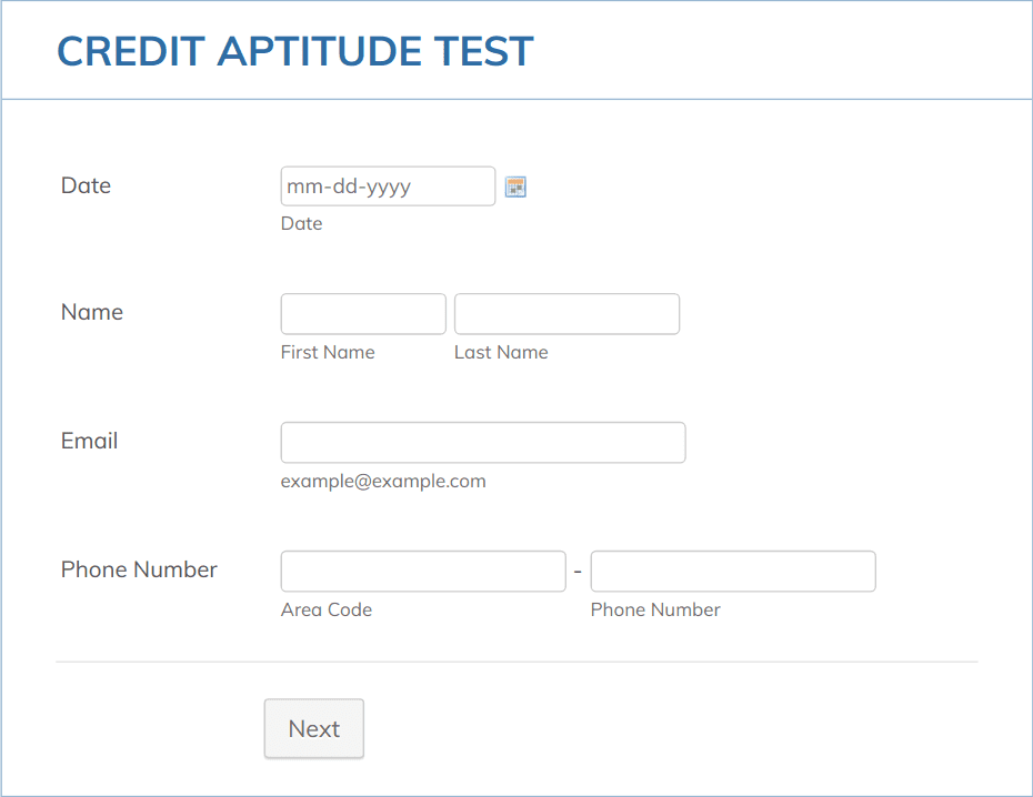 Credit Aptitude Test Form Template | Jotform