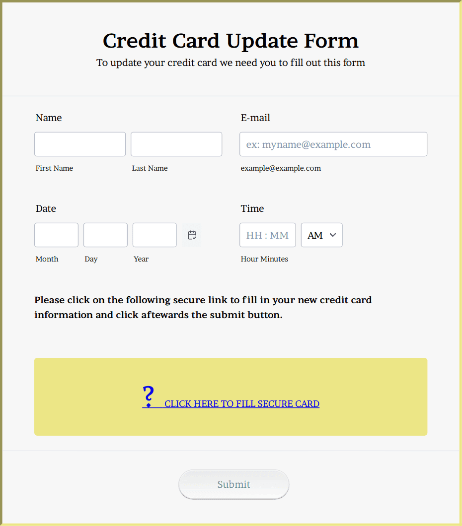 Credit Card Update Form Template | Jotform