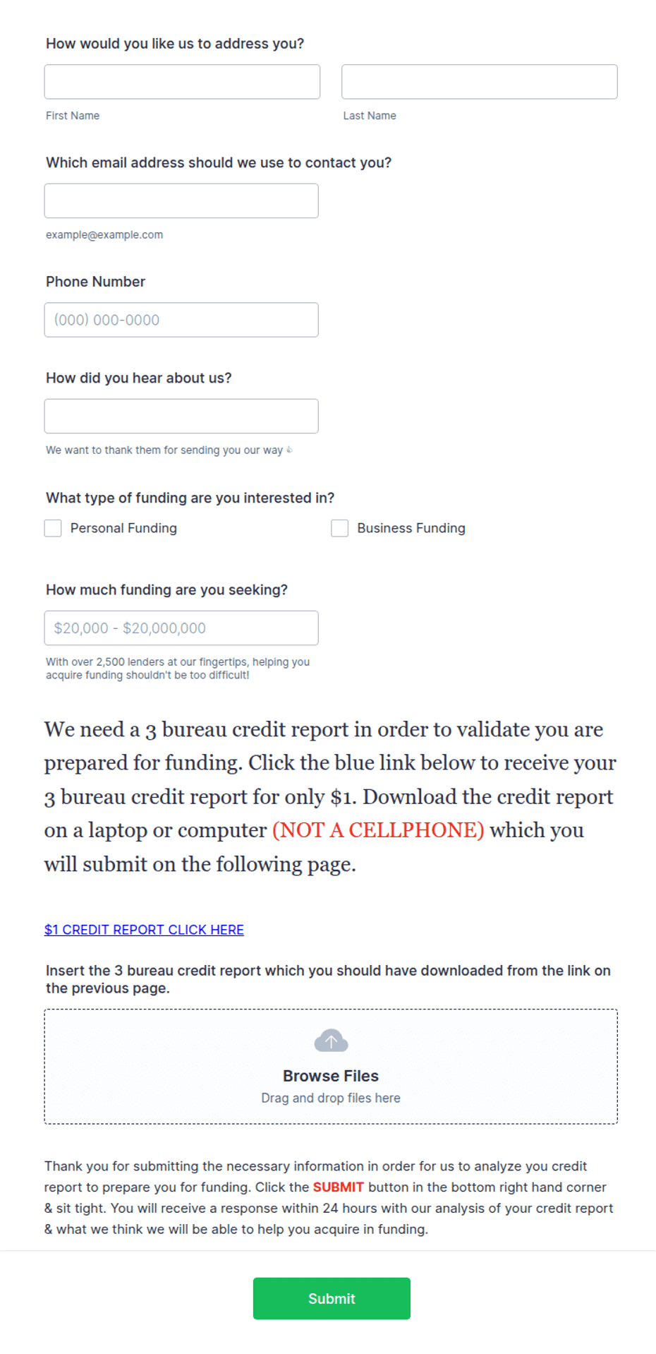 Credit Repair Application Form Template | Jotform