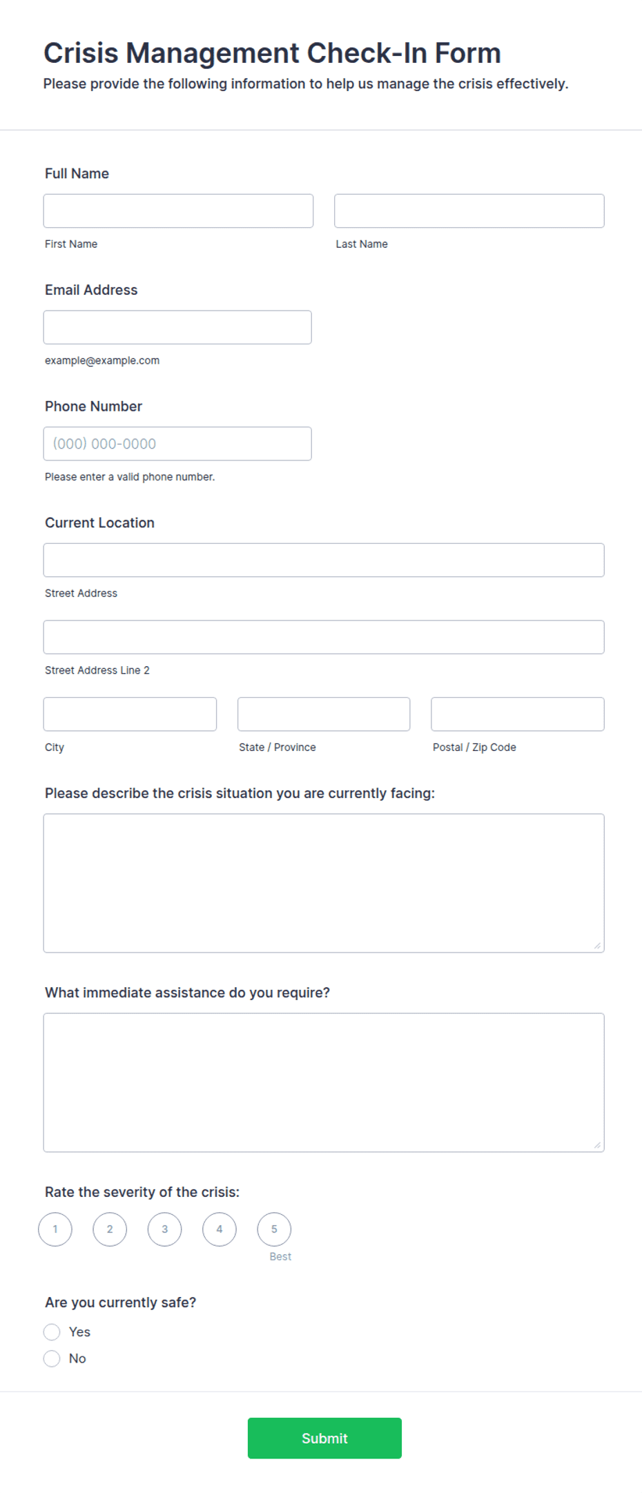 Crisis Management Check-In Form Template | Jotform