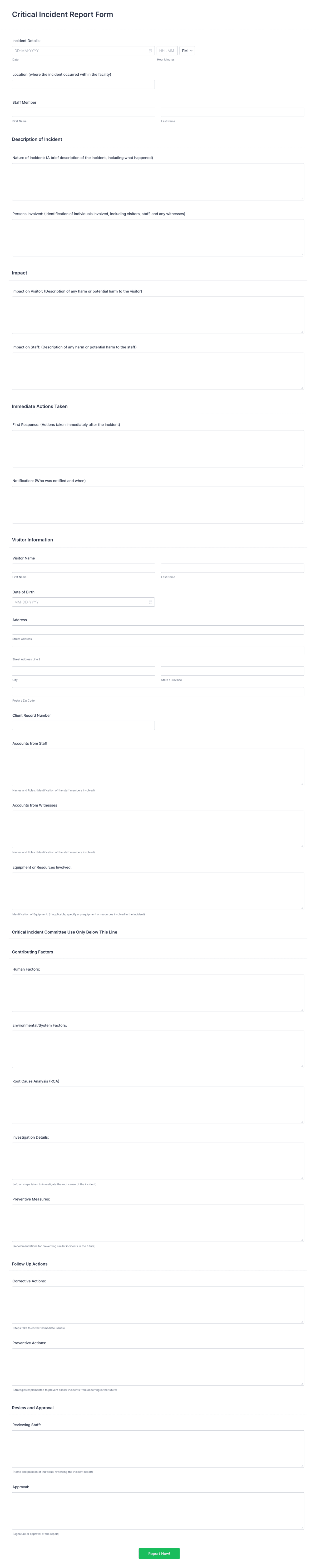 Critical Incident Report Form Template | Jotform