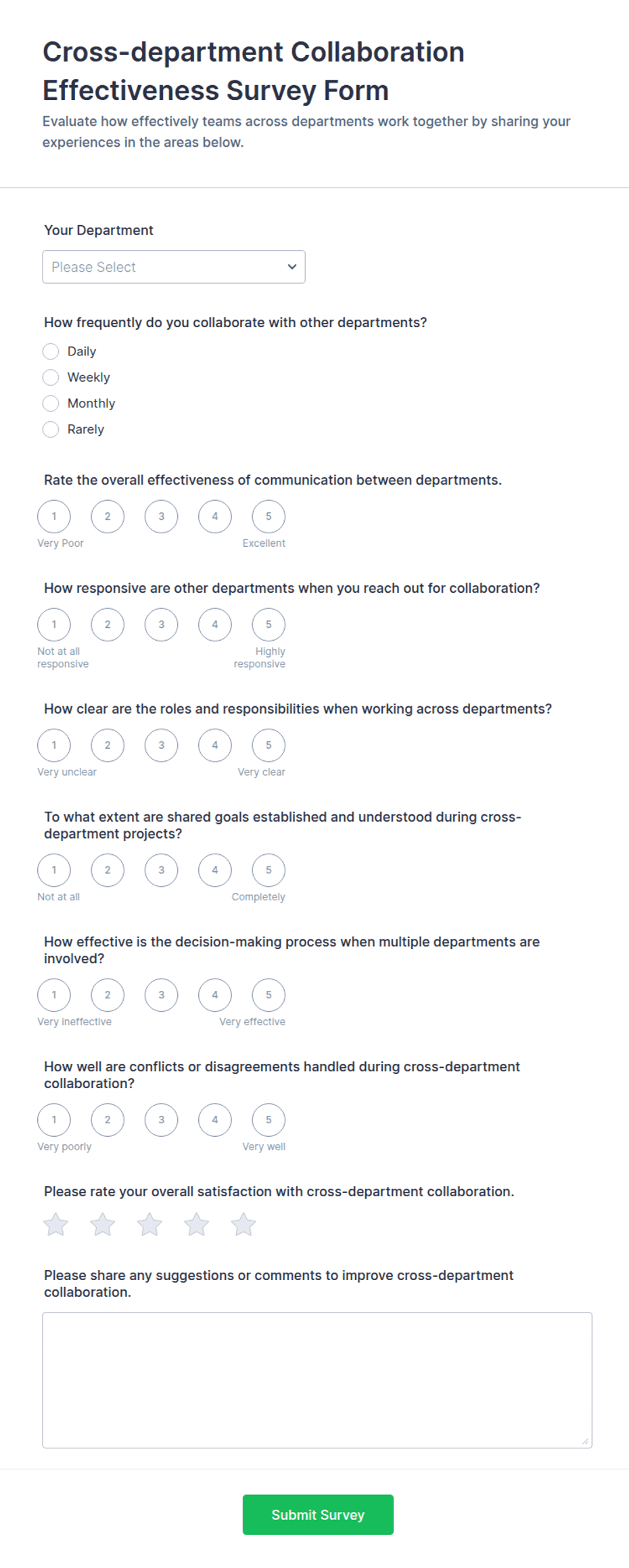 Cross-department Collaboration Effectiveness Survey Form Template | Jotform