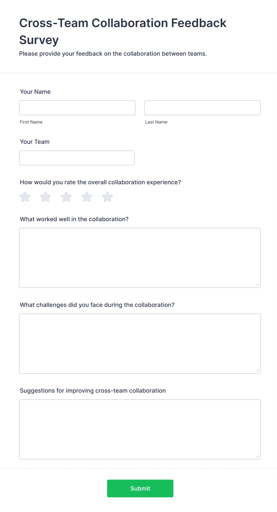 Cross-Team Collaboration Feedback Survey Form Template | Jotform