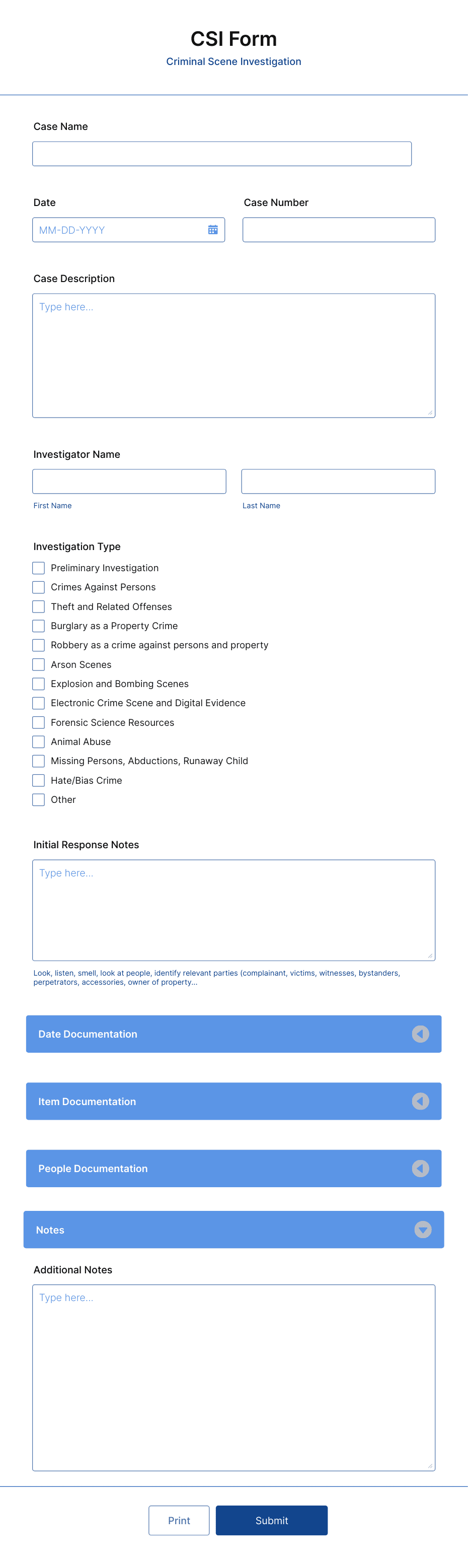 CSI Form Template | Jotform