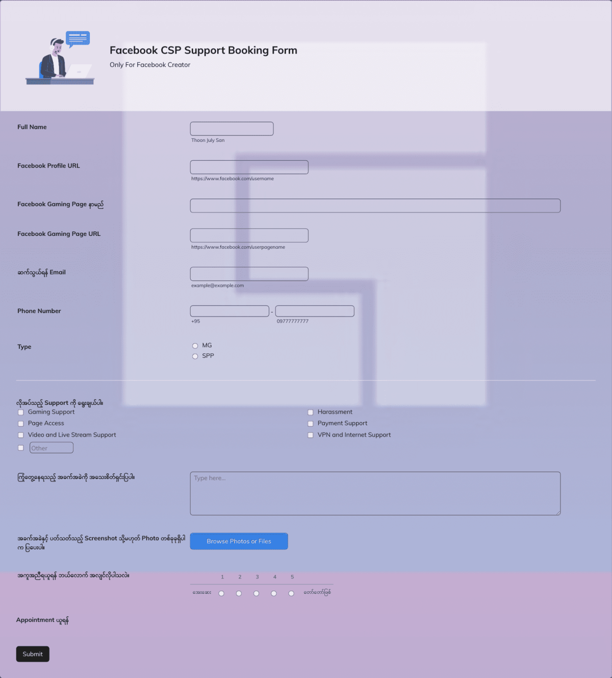 CSP Support Form Template | Jotform