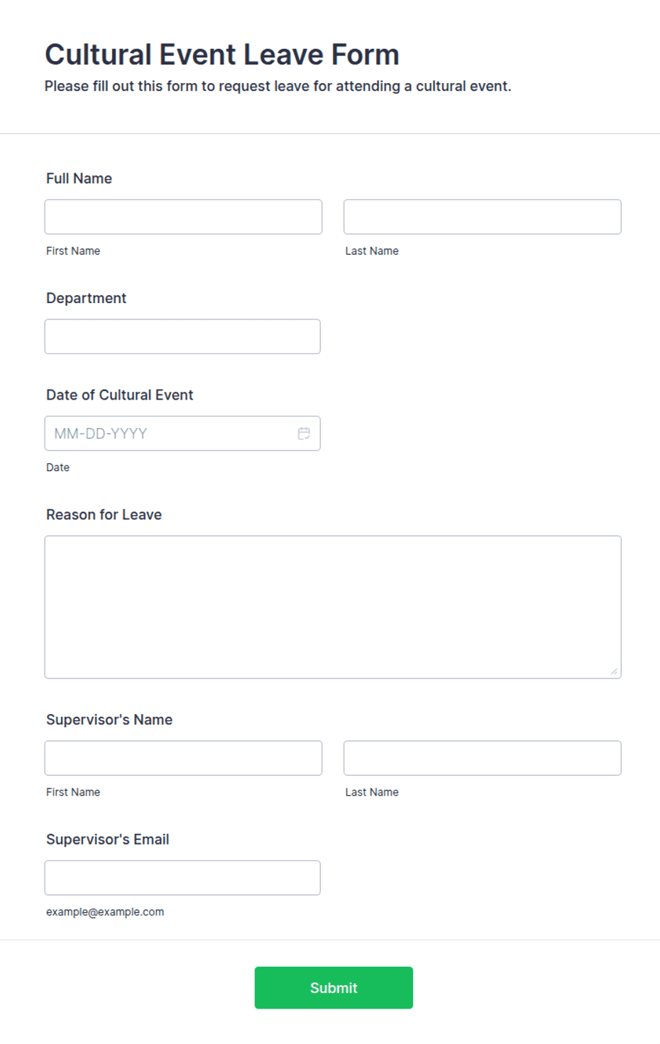 Cultural Event Leave Form Template | Jotform