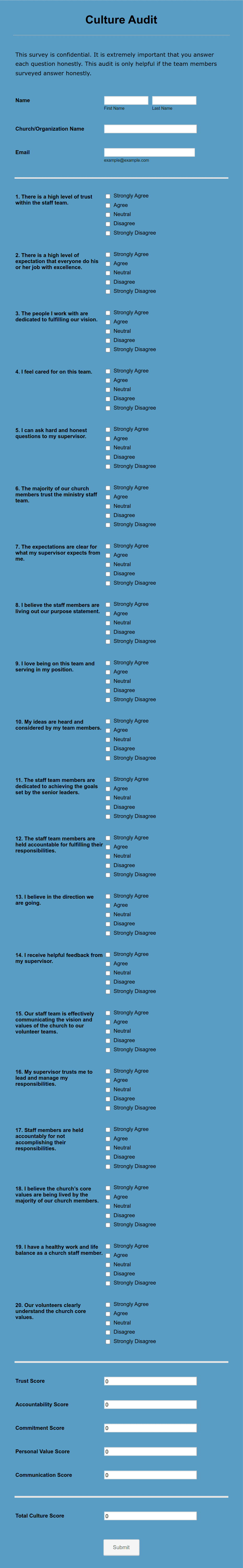 Culture Audit Form Template | Jotform