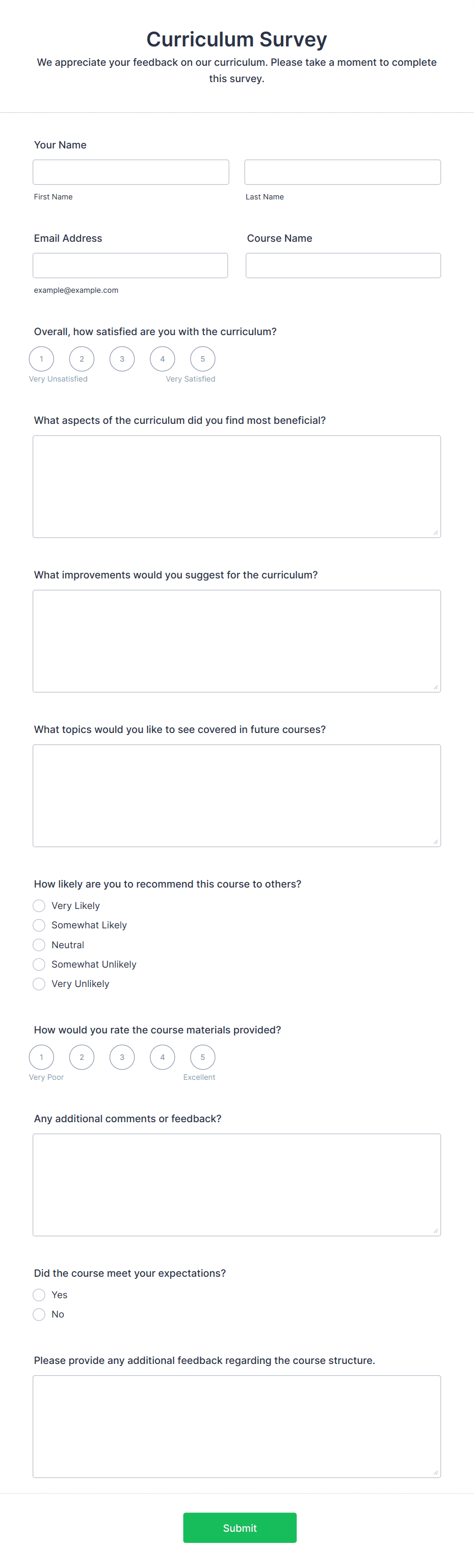 Curriculum Survey Form Template | Jotform