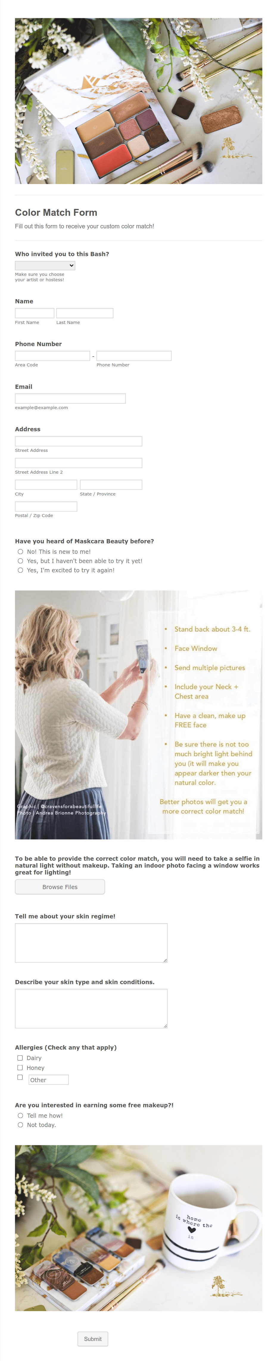 Custom Color Match Make-up Set Order Form Template | Jotform