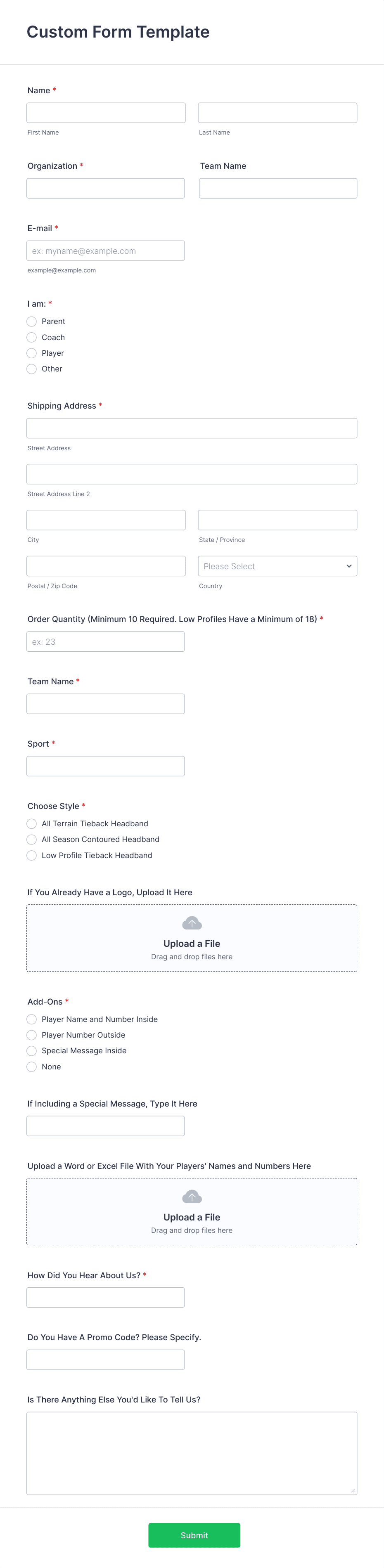 Custom Form Template | Jotform
