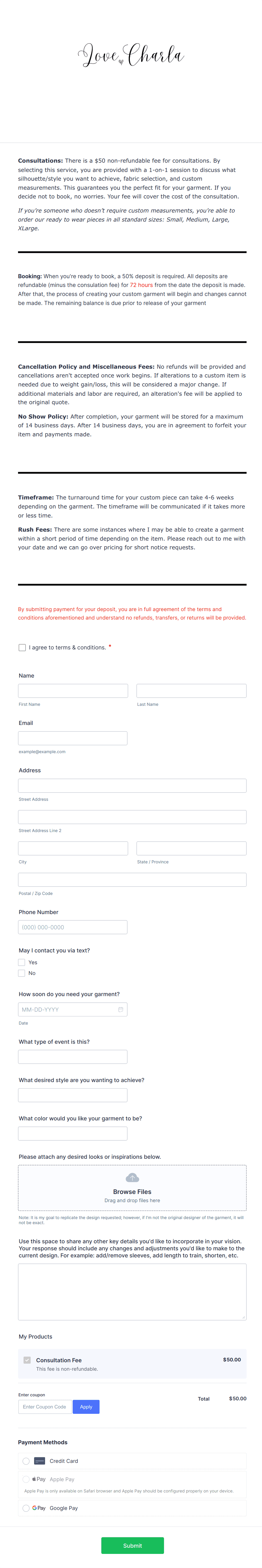 Custom Garment Request Form Template | Jotform