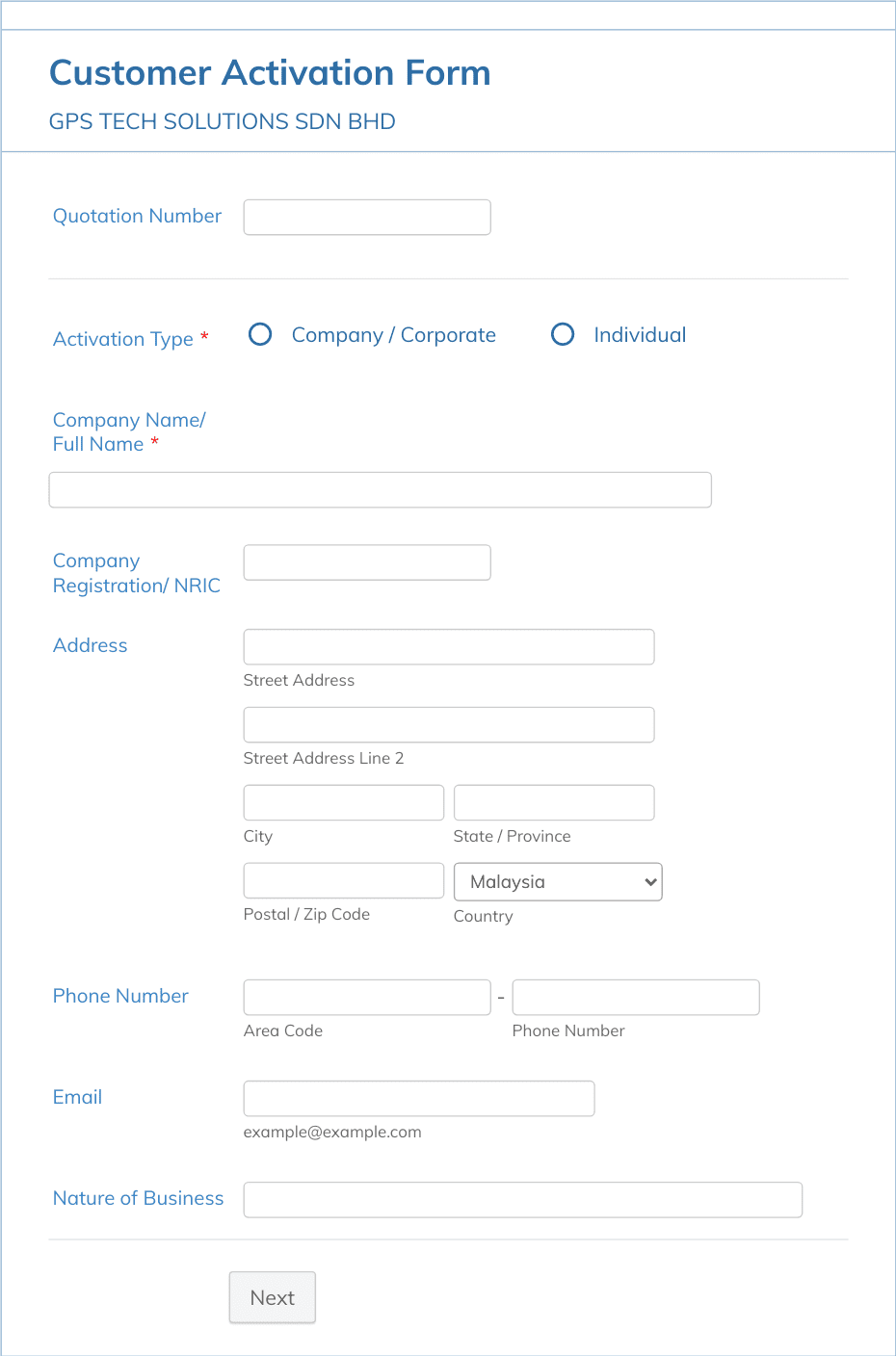 Customer Activation Form Template | Jotform