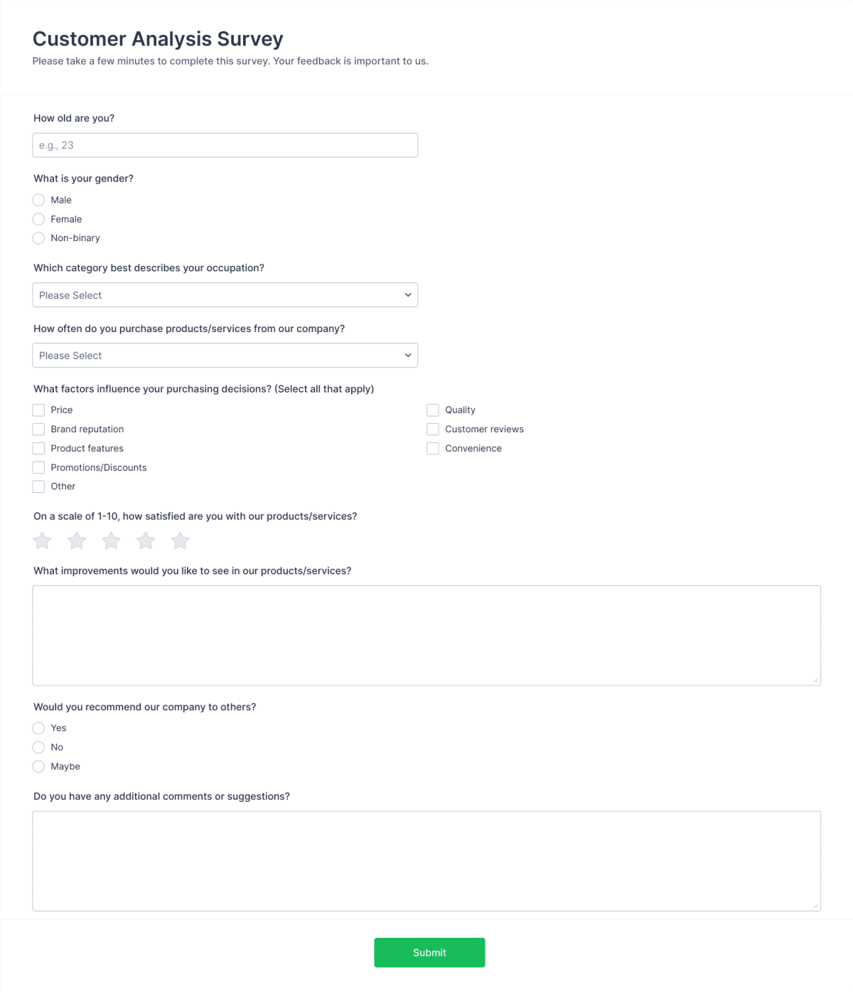 Customer Analysis Survey Form Template | Jotform