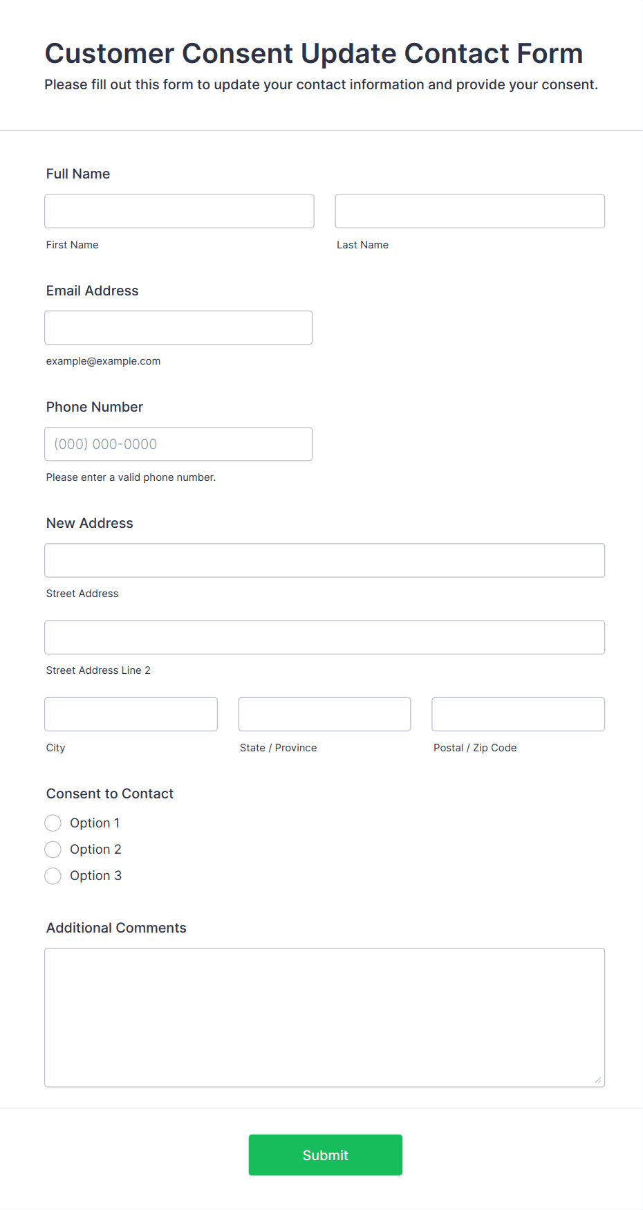 Customer Consent Update Contact Form Template | Jotform