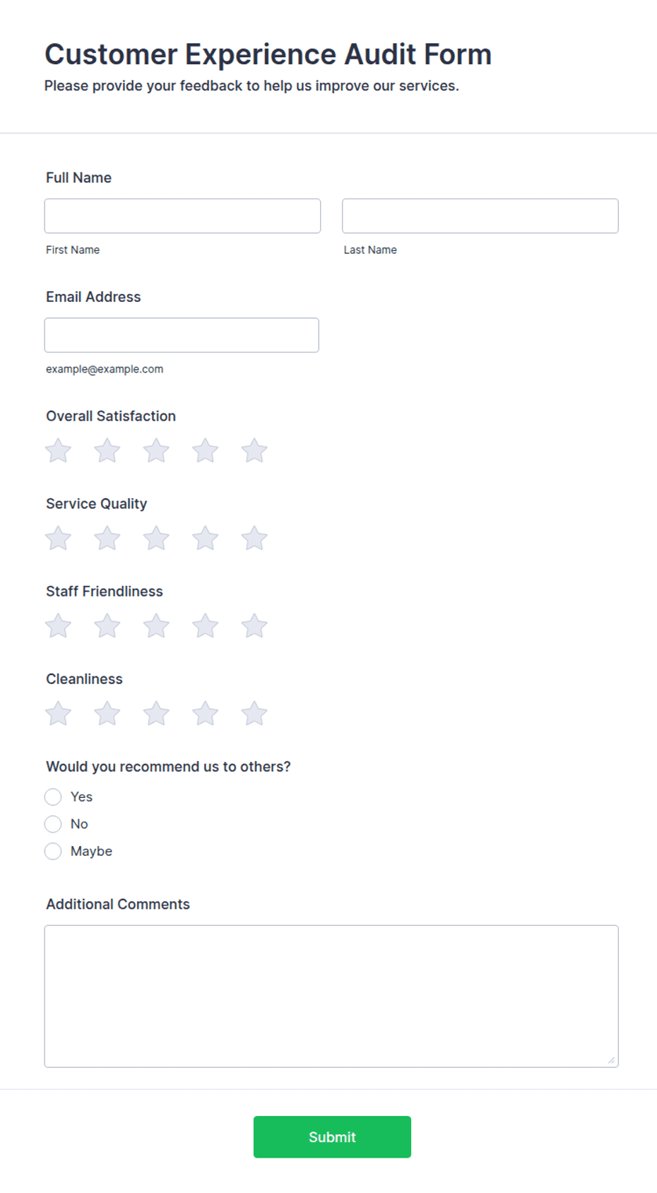 Customer Experience Audit Form Template | Jotform