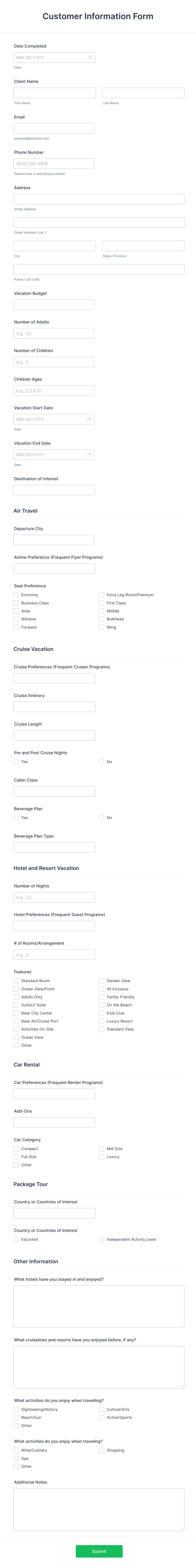 Customer Information Form Template | Jotform