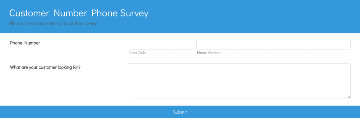Customer Number Phone Survey Form Template | Jotform