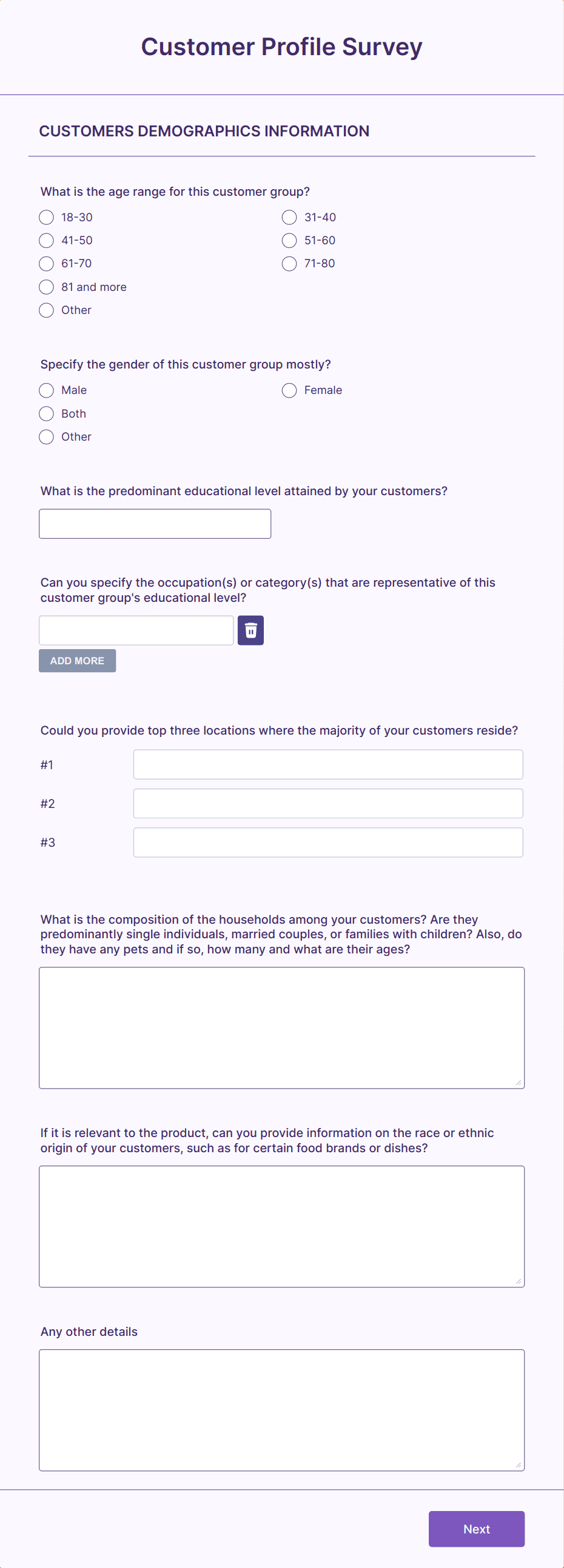 Customer Profile Survey Form Template | Jotform
