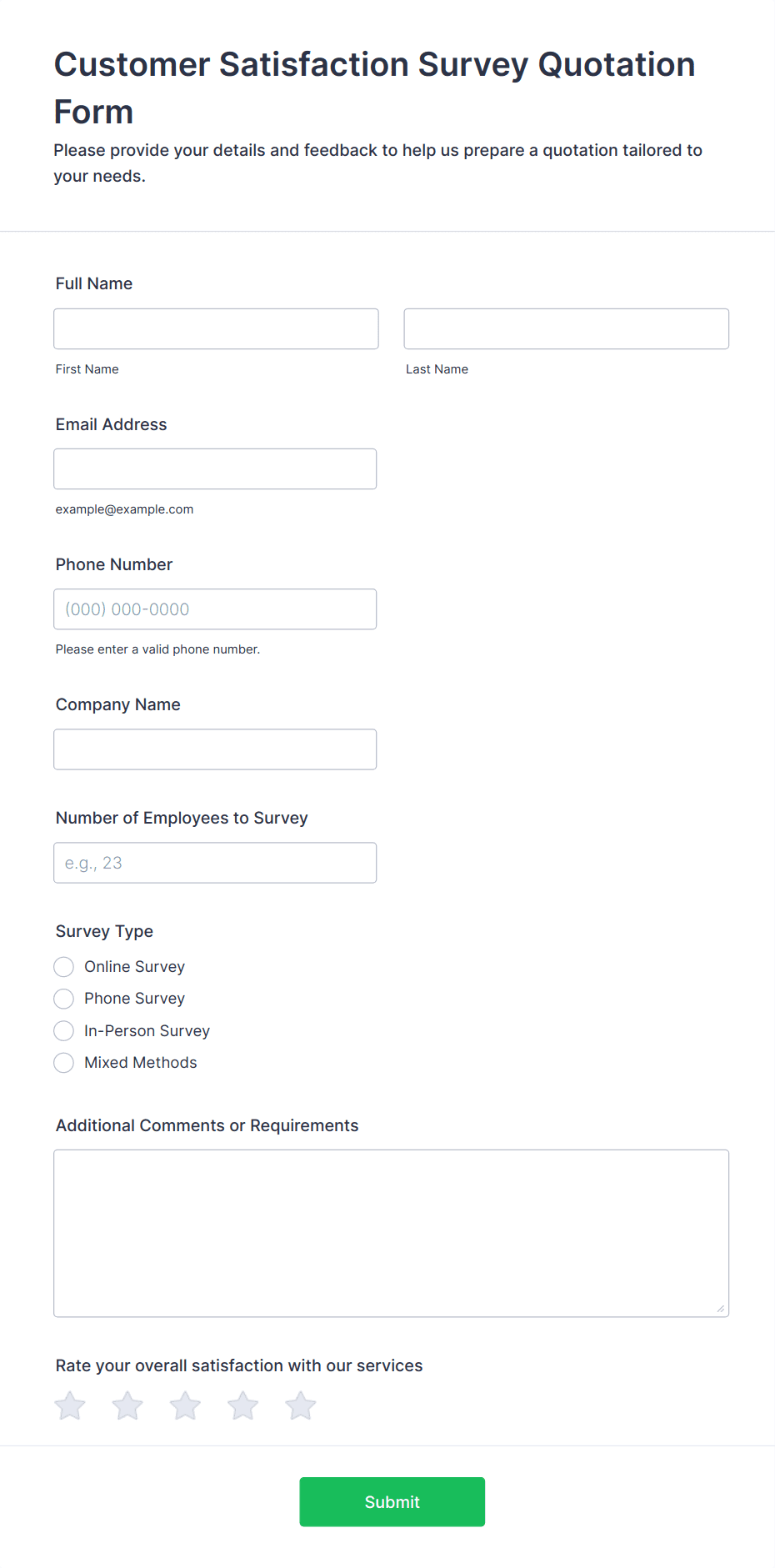 Customer Satisfaction Survey Quotation Form Template | Jotform