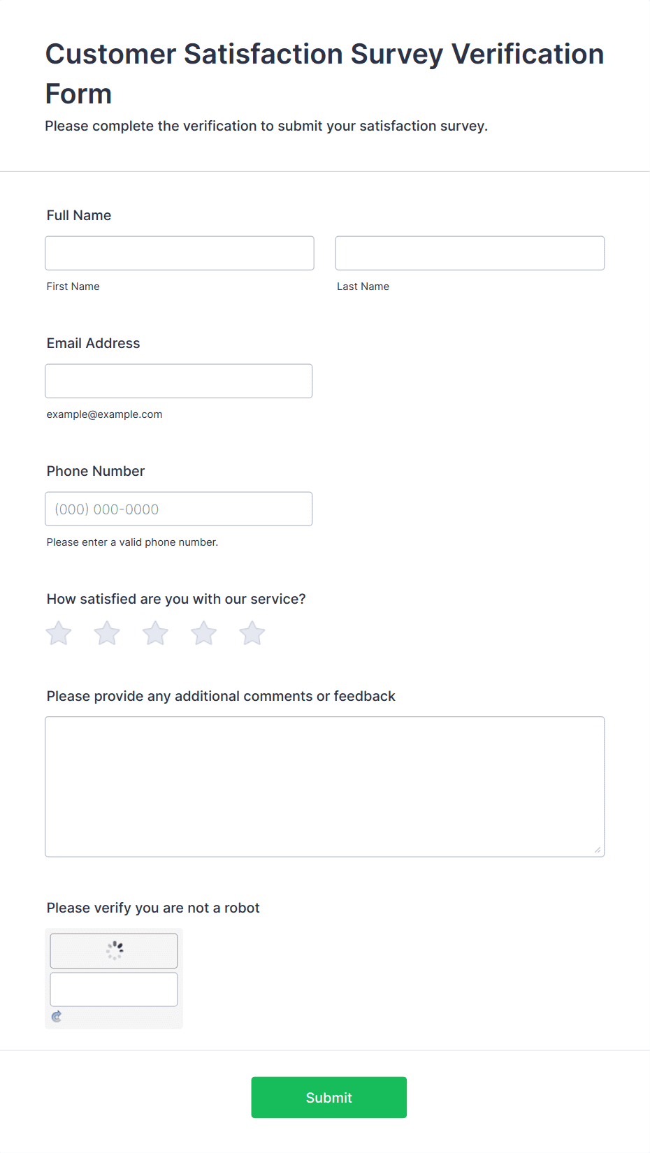 Customer Satisfaction Survey Verification Form Template | Jotform