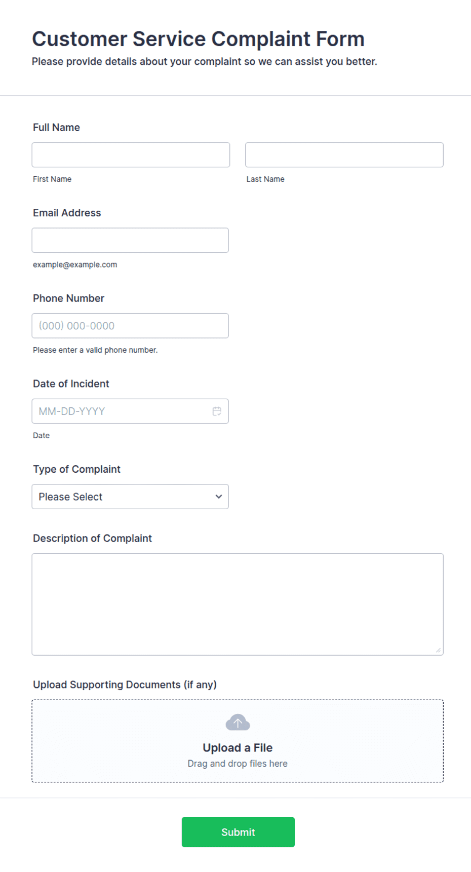 Customer Service Complaint Form Template | Jotform