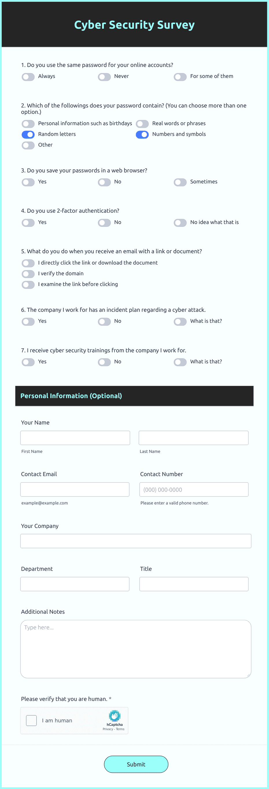 Cyber Security Survey Form Template | Jotform