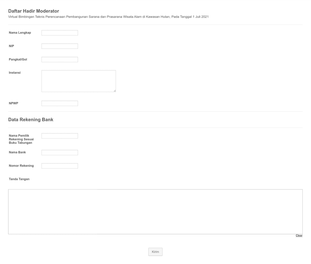 Daftar Hadir Moderator 1 Juli 2021 Template Formulir | Jotform