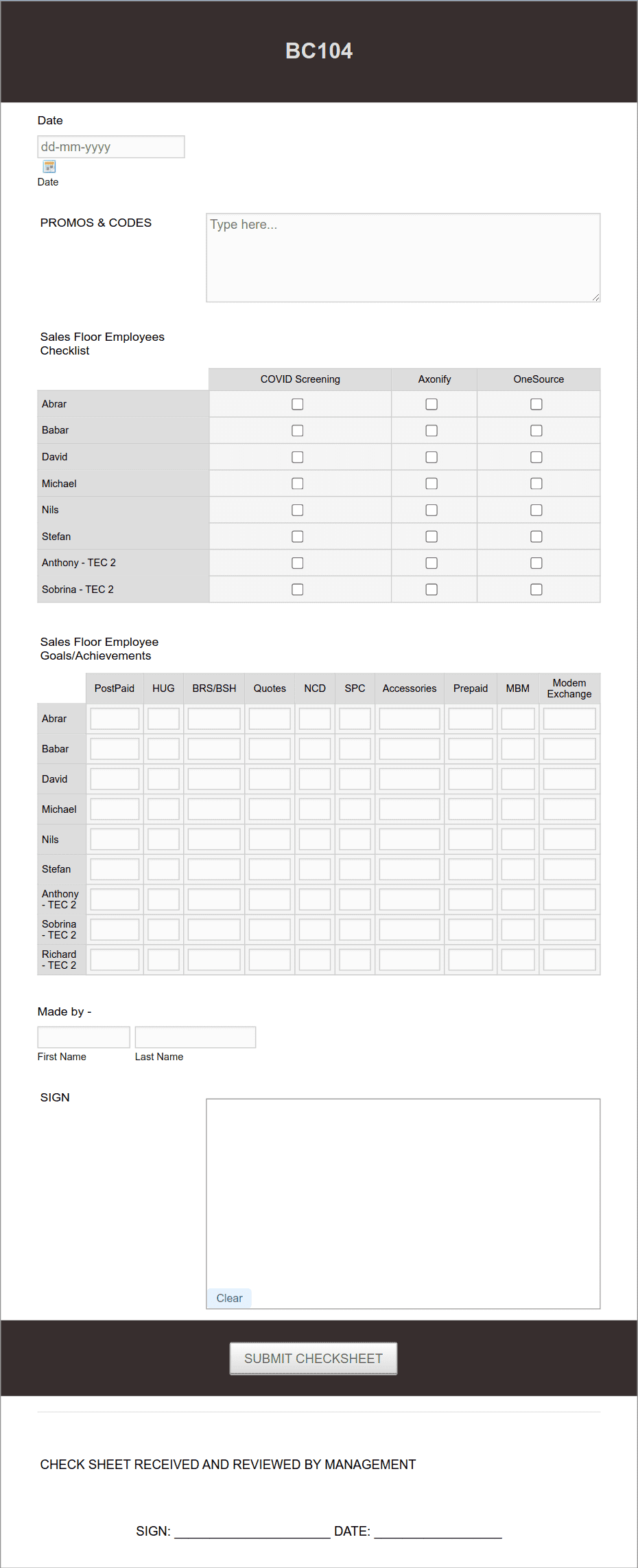 Daily Huddle Form Template | Jotform
